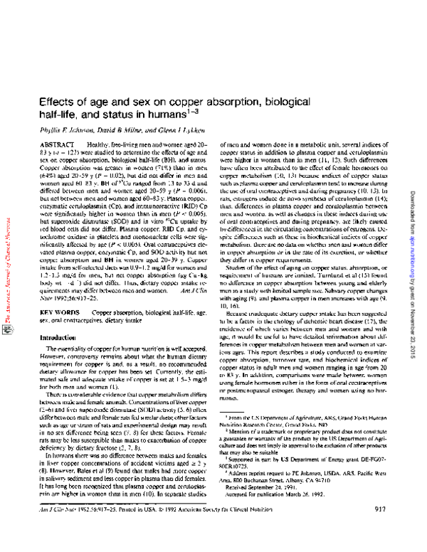 (PDF) Effects of age and sex on copper absorption, biological half-life ...