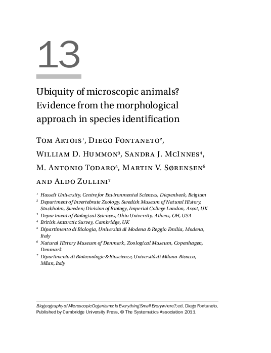 (PDF) Ubiquity of microscopic animals? Evidence from the morphological ...