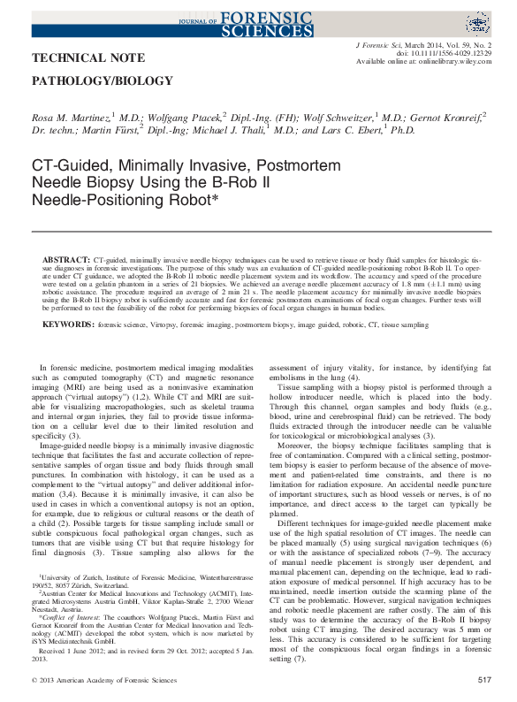 (PDF) CT-Guided, Minimally Invasive, Postmortem Needle Biopsy Using the ...