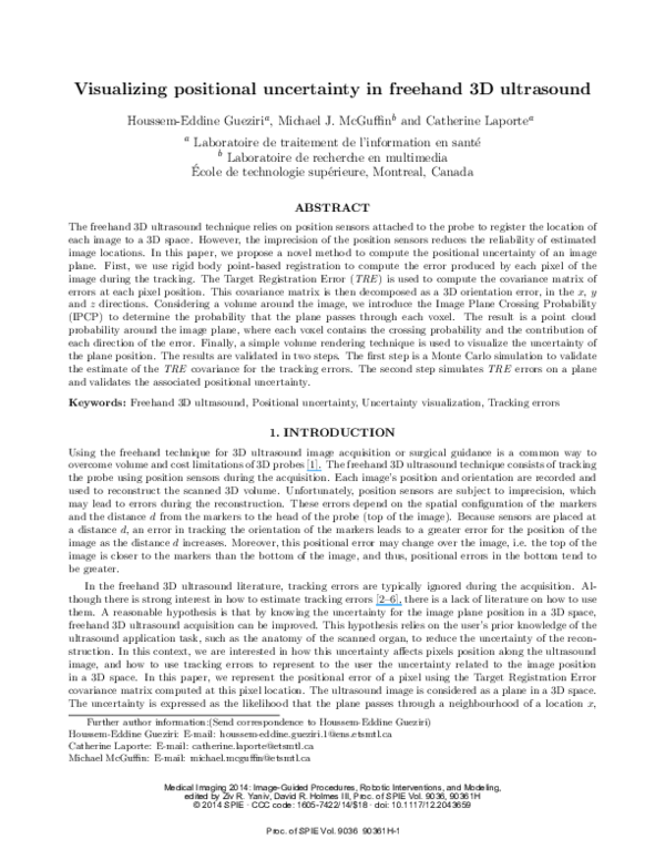 (PDF) Visualizing positional uncertainty in freehand 3D ultrasound