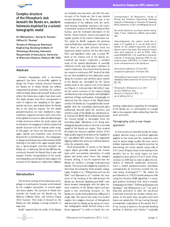 (PDF) Complex structure of the lithospheric slab beneath the Banda arc ...