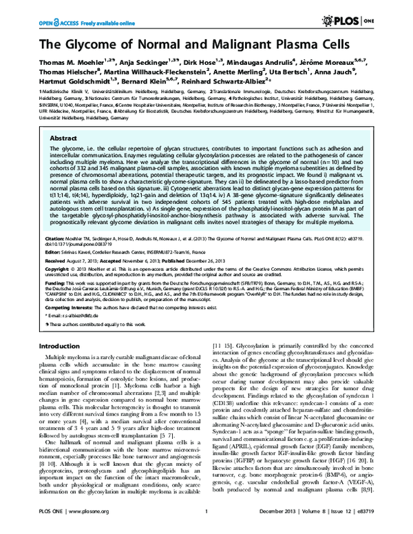 (PDF) The Glycome of Normal and Malignant Plasma Cells
