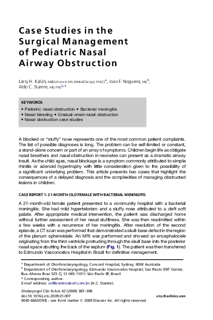 (PDF) Case Studies in the Surgical Management of Pediatric Nasal Airway ...