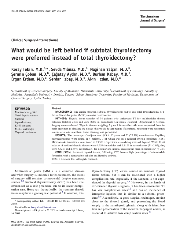(PDF) What would be left behind if subtotal thyroidectomy were ...