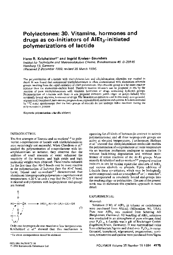 (PDF) Polylactones: 30. Vitamins, hormones and drugs as co-initiators ...