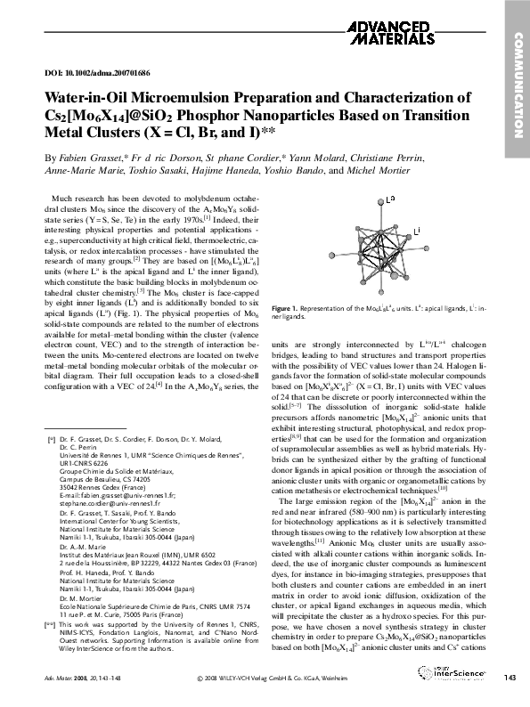 (PDF) Water-in-Oil Microemulsion Preparation and Characterization of ...
