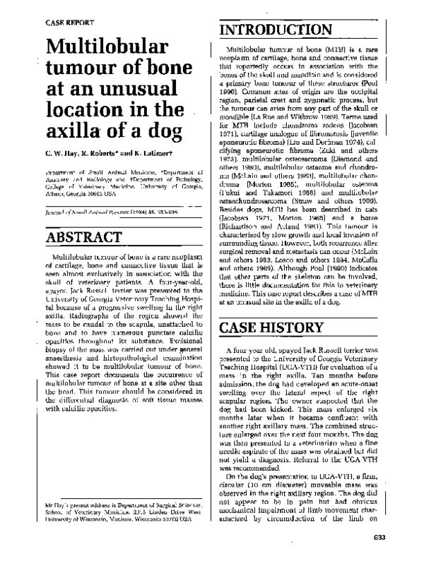 (PDF) Multilobular tumour of bone at an unusual location in the axilla ...