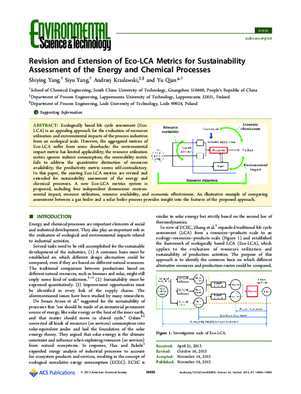 (PDF) Revision and Extension of Eco-LCA Metrics for Sustainability ...
