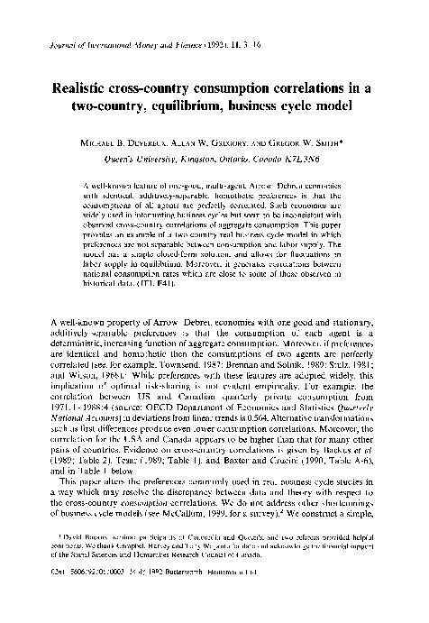 (PDF) Realistic Cross-Country Consumption Correlation in a Two-Country ...