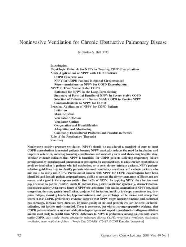 (PDF) Non-invasive ventilation in chronic obstructive pulmonary disease