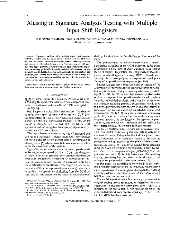 (PDF) Aliasing in signature analysis testing with multiple input shift ...