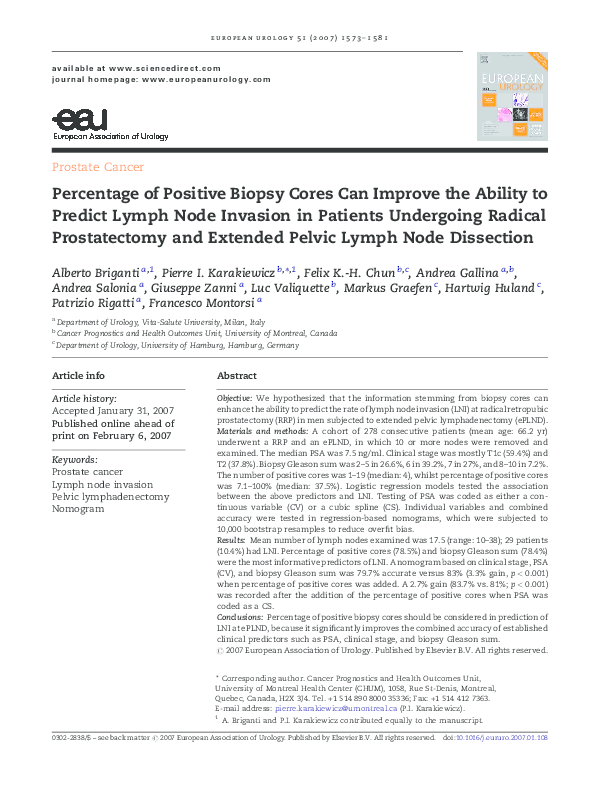 (PDF) Percentage of Positive Biopsy Cores Can Improve the Ability to Predict Lymph Node Invasion ...