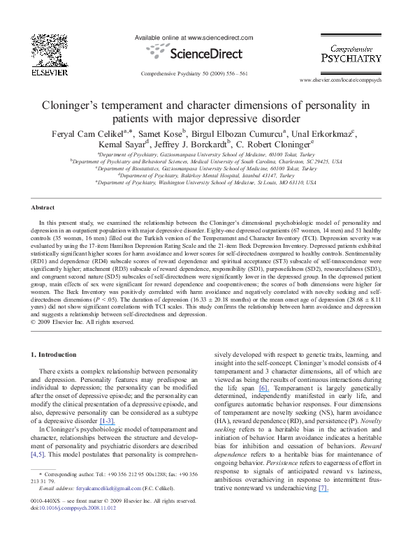 (PDF) Relationships of the Tridimensional Personality Questionnaire to ...