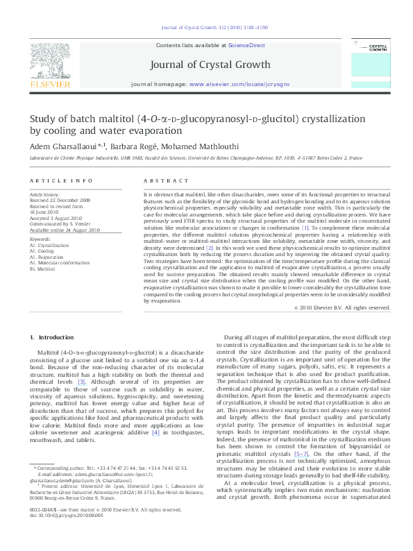 (PDF) Study of batch maltitol (4-O-α-d-glucopyranosyl-d-glucitol ...