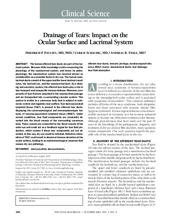 (PDF) Drainage of Tears: Impact on the Ocular Surface and Lacrimal System