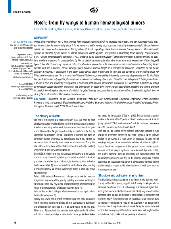 (PDF) Notch: From fly wings to human hematological tumors