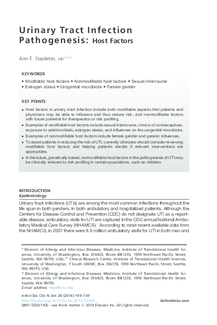(PDF) Urinary Tract Infection Pathogenesis