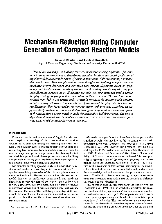 (PDF) Mechanism reduction during computer generation of compact ...