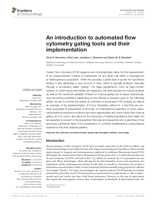 (PDF) An Introduction to Automated Flow Cytometry Gating Tools and Their Implementation