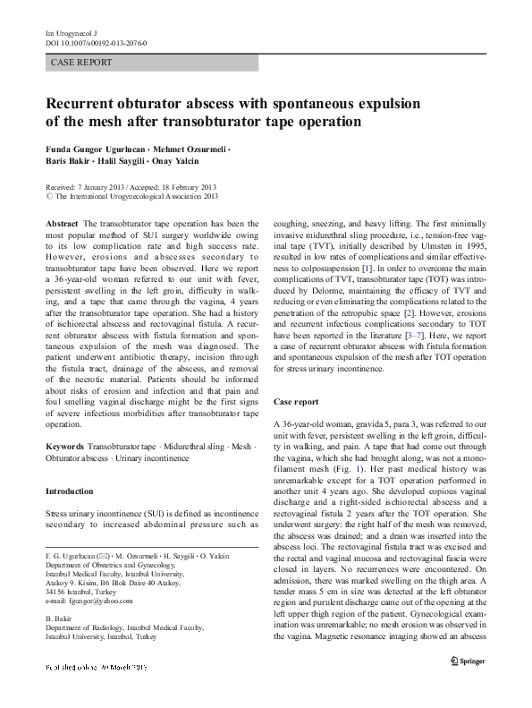 (PDF) Recurrent obturator abscess with spontaneous expulsion of the ...