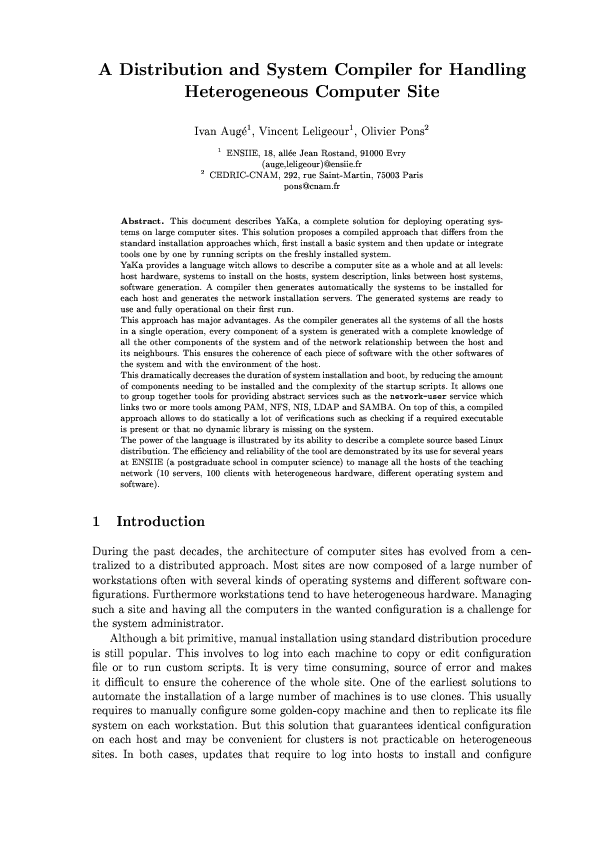 (PDF) A Distribution and System Compiler for Handling Heterogeneous Computer Site