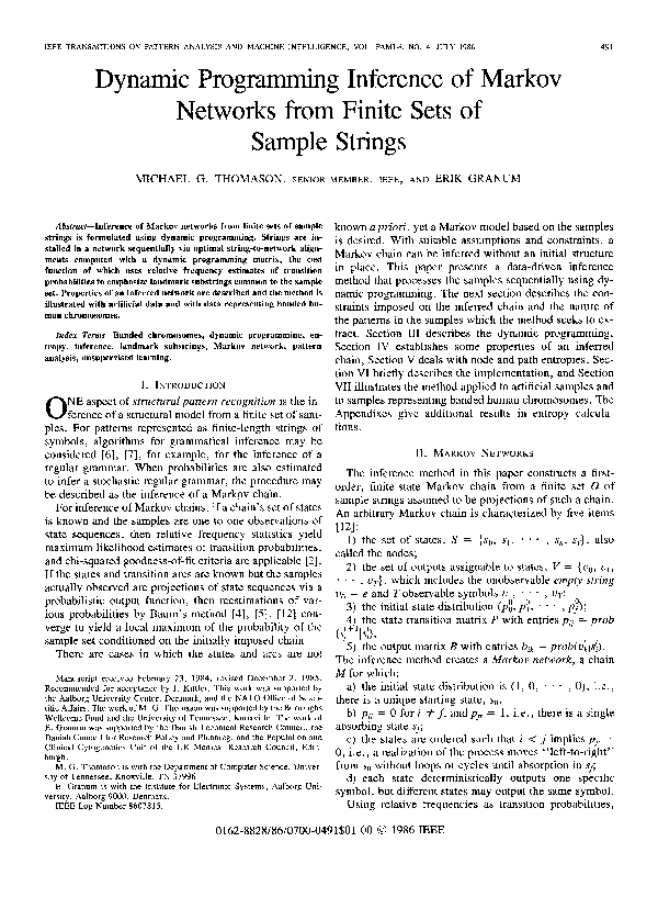 (PDF) Dynamic Programming Inference of Markov Networks from Finite Sets of Sample Strings