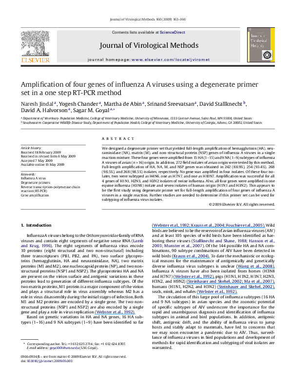 (PDF) Amplification of four genes of influenza A viruses using a ...