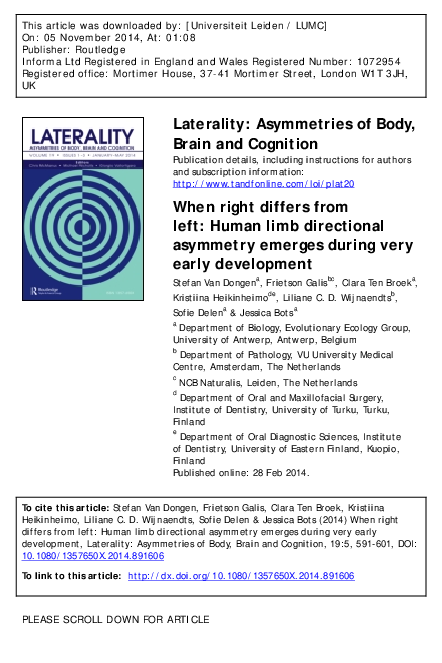 (PDF) When right differs from left: Human limb directional asymmetry ...