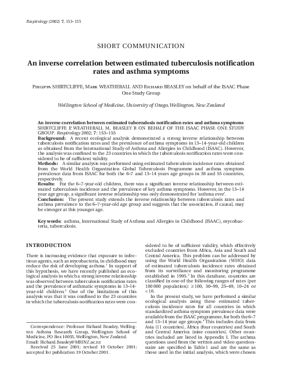 (PDF) International Study of Asthma and Allergies in Childhood ...