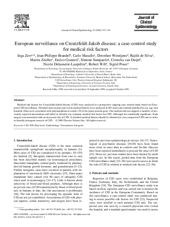 (PDF) European surveillance on Creutzfeldt-Jakob disease