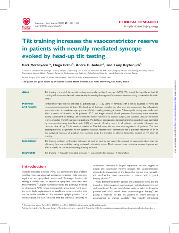 (PDF) Tilt training increases the vasoconstrictor reserve in patients ...