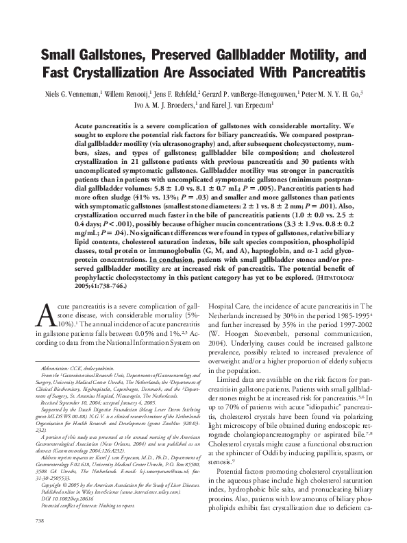 (PDF) Small gallstones, preserved gallbladder motility, and fast ...