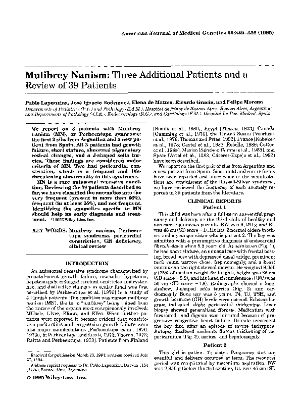 (PDF) Mulibrey nanism: Three additional patients and a review of 39 ...