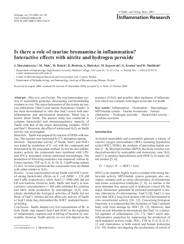 (PDF) Is there a role of taurine bromamine in inflammation? Interactive ...