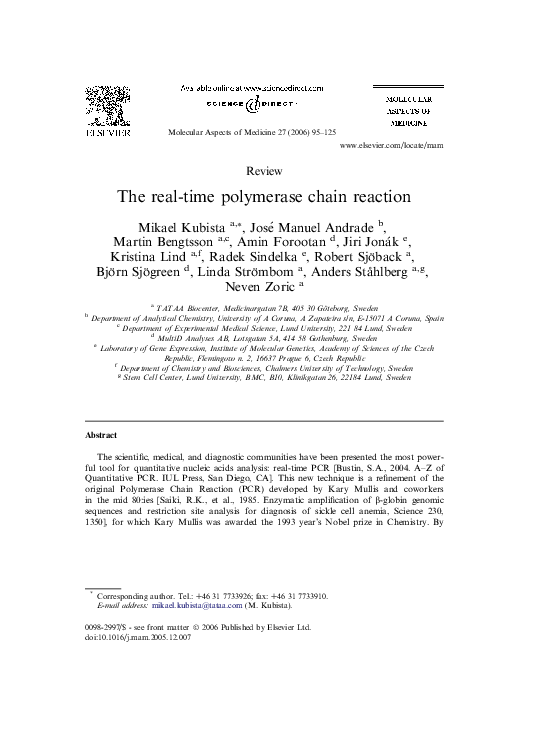 Pdf Real Time Polymerase Chain Reaction