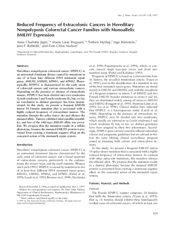 (PDF) Reduced Frequency of Extracolonic Cancers in Hereditary ...
