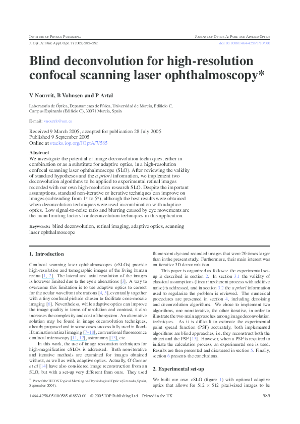 (PDF) Blind deconvolution for high-resolution confocal scanning laser ...