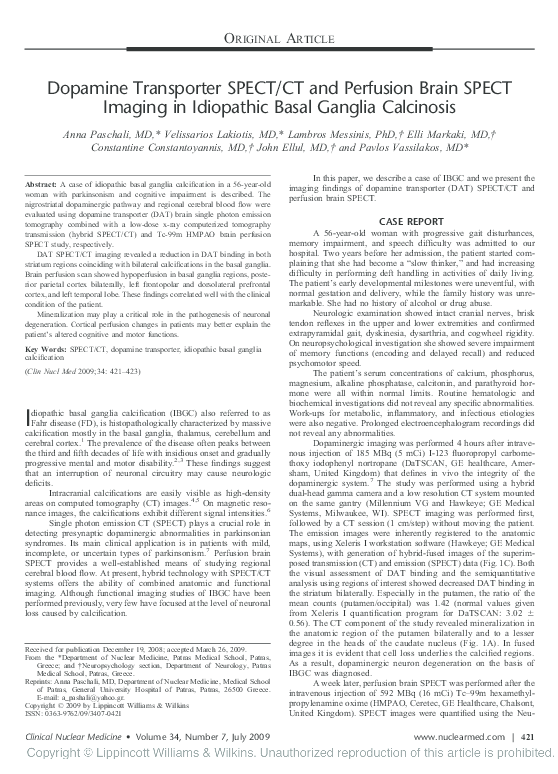 (PDF) Dopamine Transporter SPECT/CT and Perfusion Brain SPECT Imaging ...