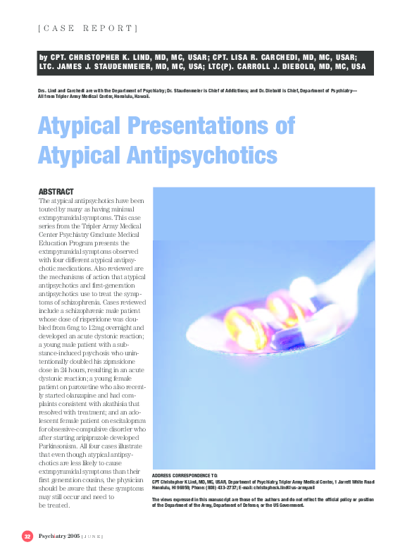(PDF) Atypical presentations of atypical antipsychotics