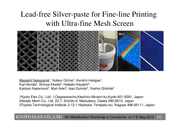(PDF) Lead-free Silver-paste for Fine-line Printing with Ultra-fine ...