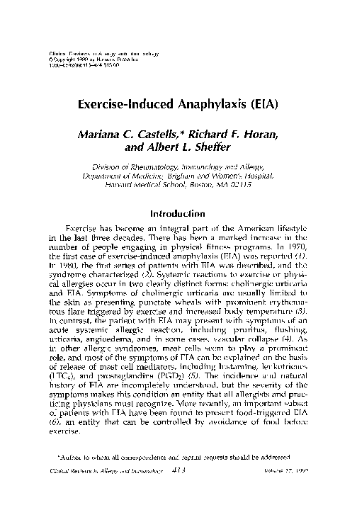 (PDF) Exercise-induced anaphylaxis (EIA)