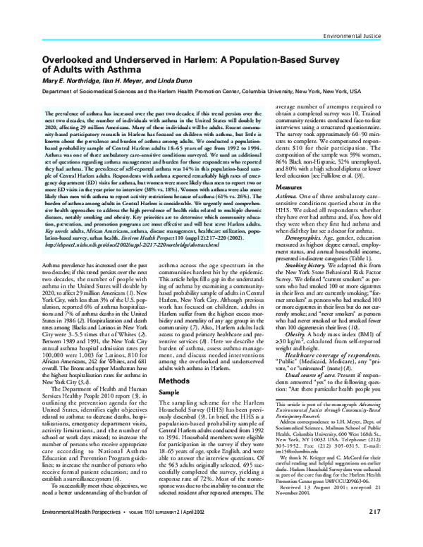 (PDF) Overlooked and Underserved in Harlem: A Population-Based Survey ...