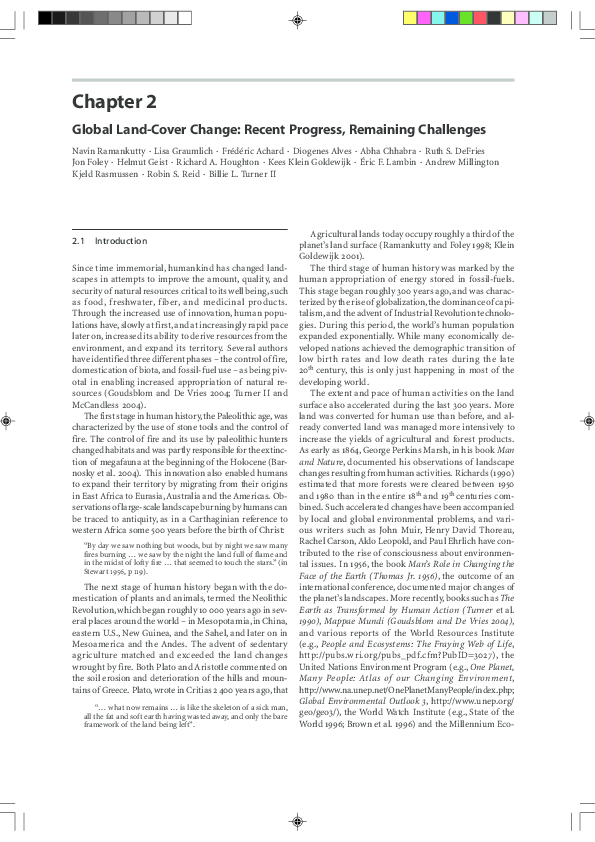 (PDF) Global Land-Cover Change: Recent Progress, Remaining Challenges