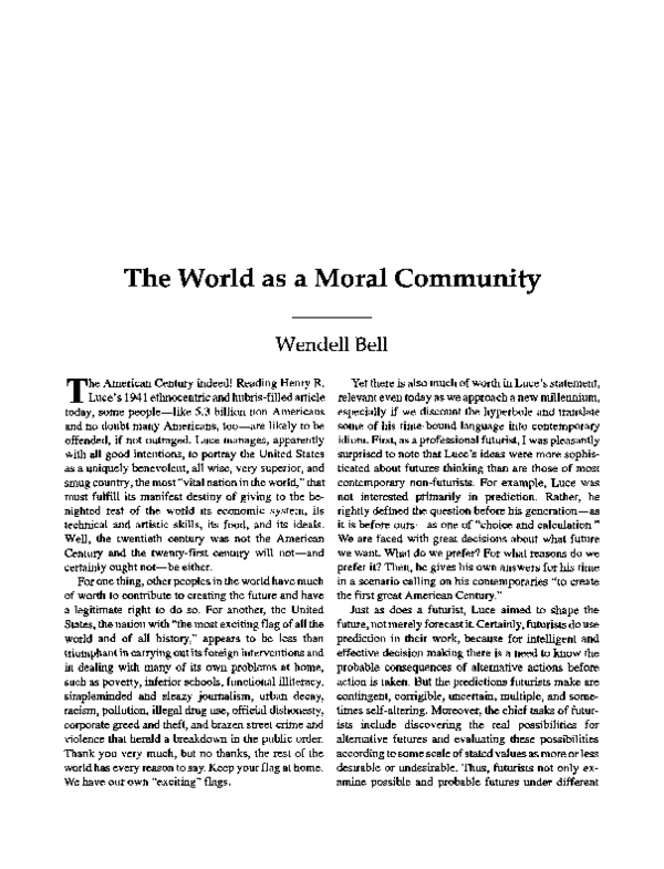 (PDF) The world as a moral community