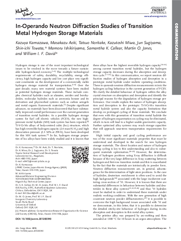 (PDF) In-Operando Neutron Diffraction Studies of Transition Metal ...