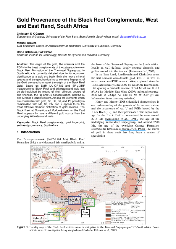 (PDF) Gold provenance of the Black Reef conglomerate, West and East ...