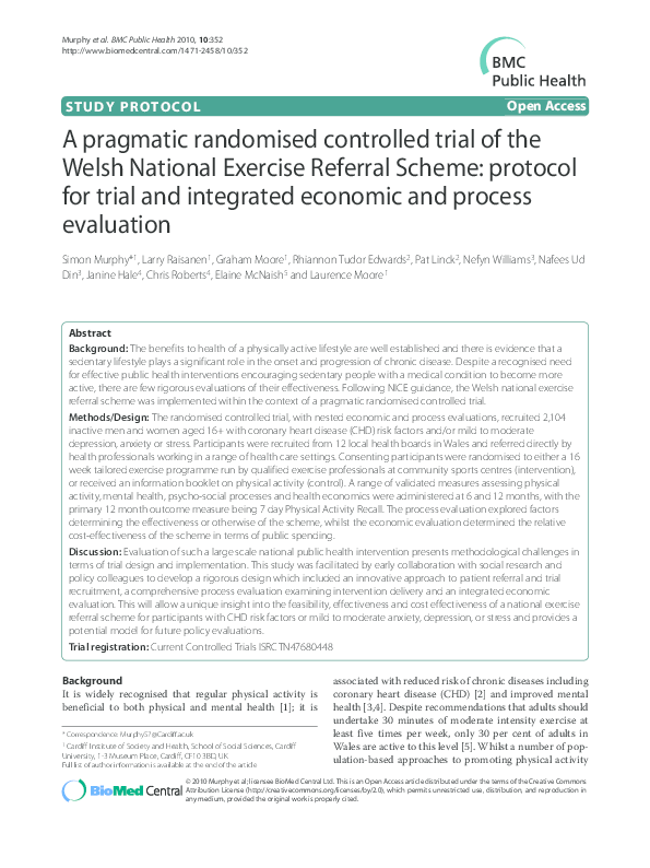 (PDF) A pragmatic randomised controlled trial of the Welsh National Exercise Referral Scheme ...