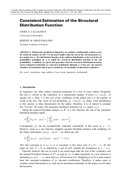 (PDF) Consistent Estimation of the Structural Distribution Function