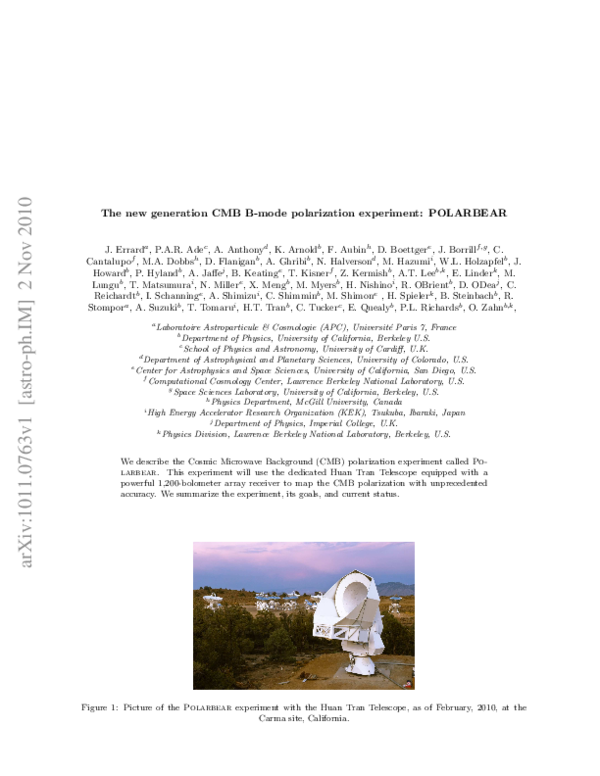 (PDF) Polarbear: Next-Gen CMB B-Mode Experiment
