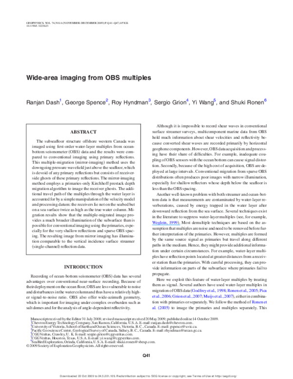 (PDF) Wide-area imaging from OBS multiples